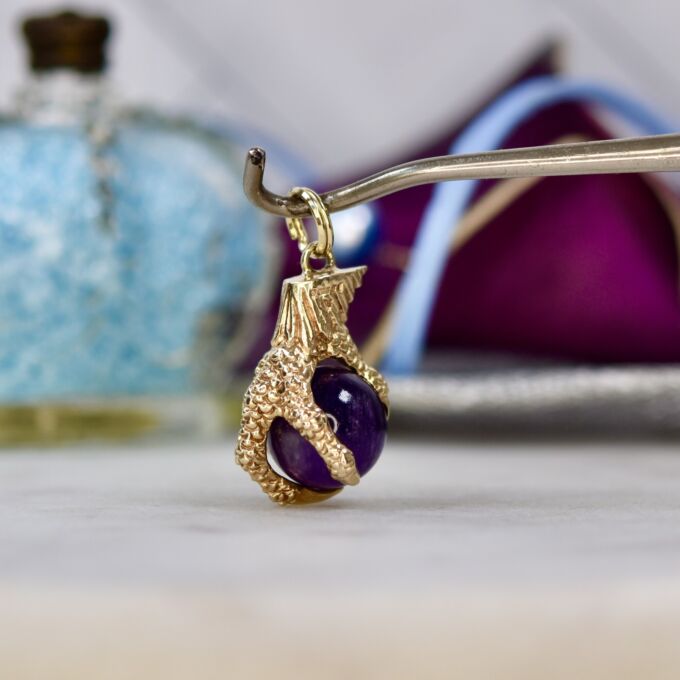 Claw Talon with Amethyst Ball in 9ct Gold - Gems Afire - Vintage ...