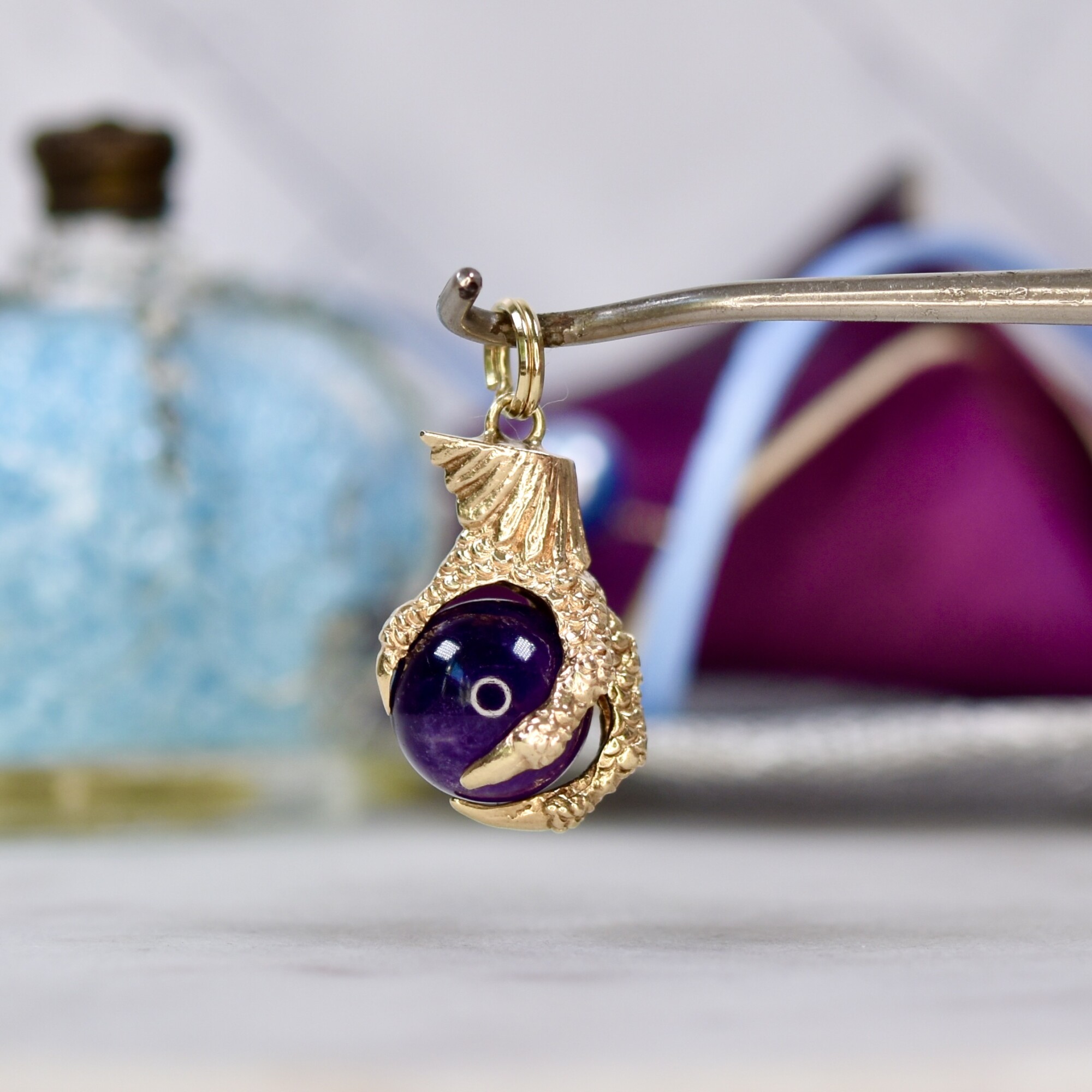 Claw Talon with Amethyst Ball in 9ct Gold - Gems Afire - Vintage ...