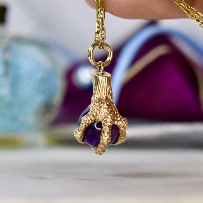 Claw Talon with Amethyst Ball in 9ct Gold - Gems Afire - Vintage ...