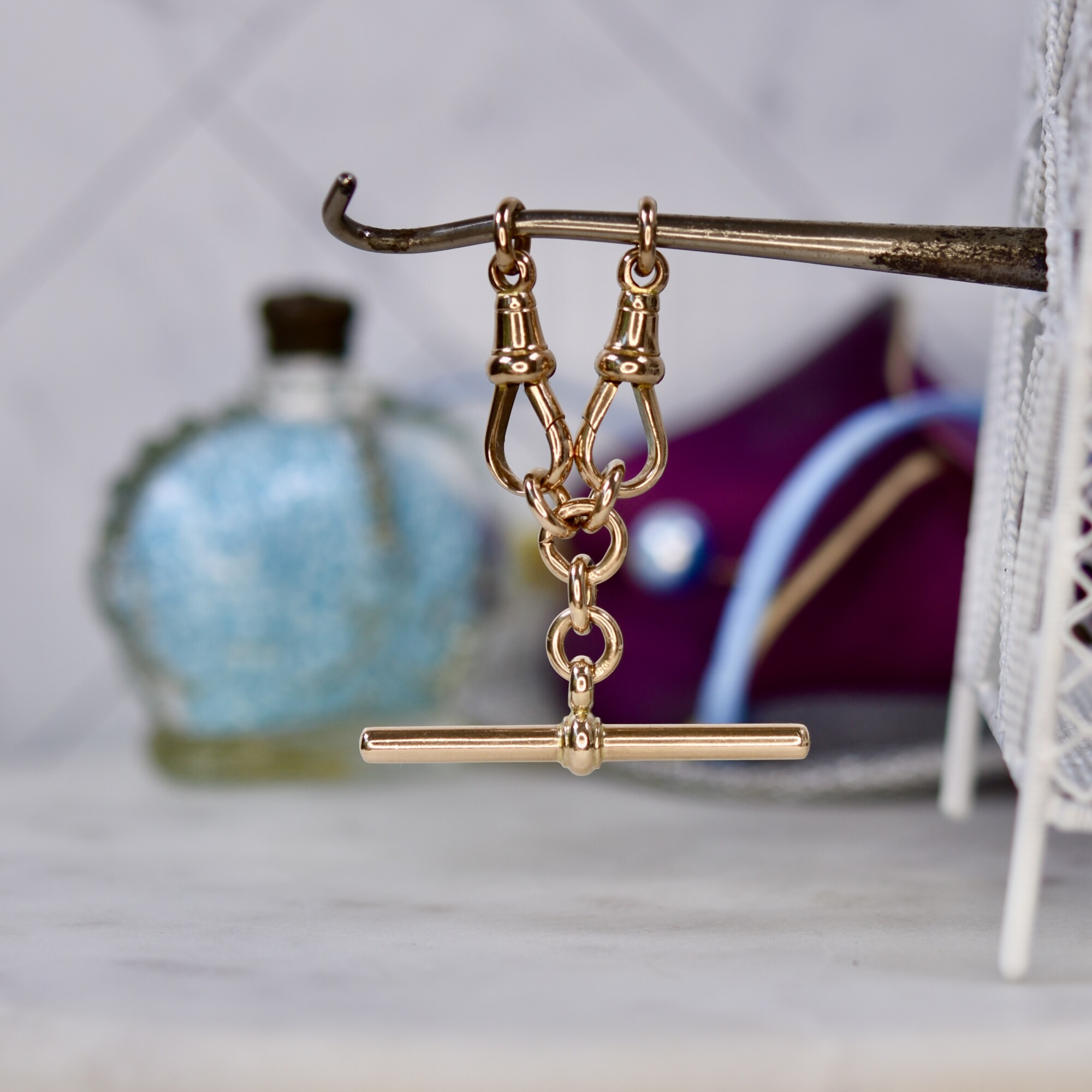 Antique T Bar Matching Clips In 9ct Gold Gems Afire Vintage