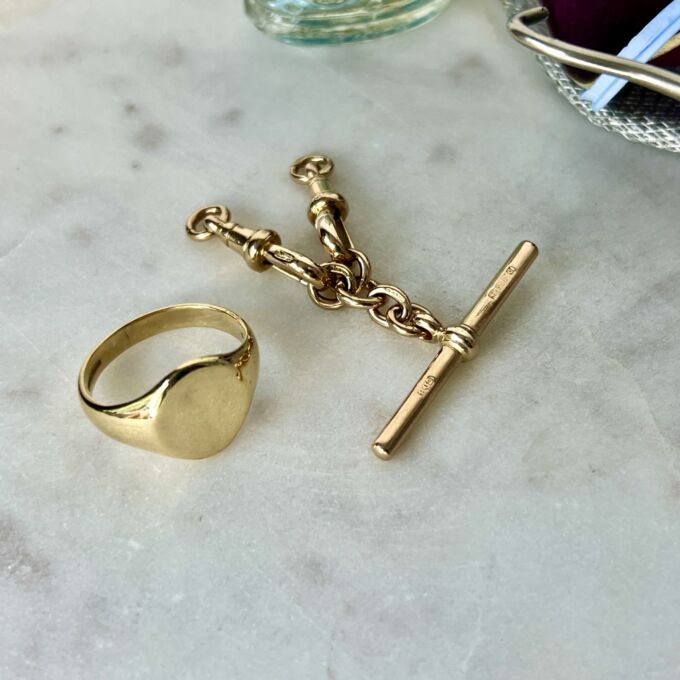 Antique T Bar Matching Clips In 9ct Gold Gems Afire Vintage