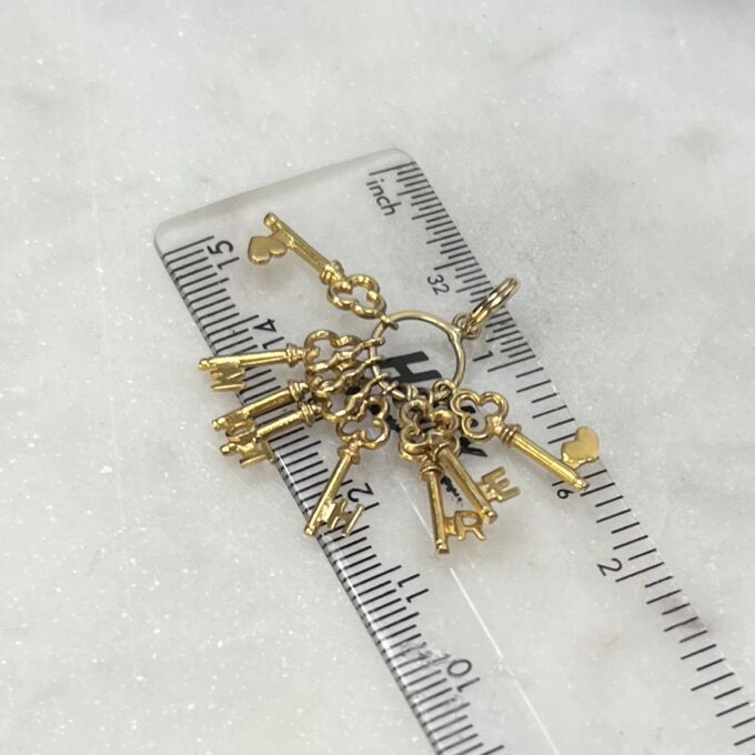 MOTHER Key Pendant in 9ct Gold - Gems Afire - Vintage Jewellery UK